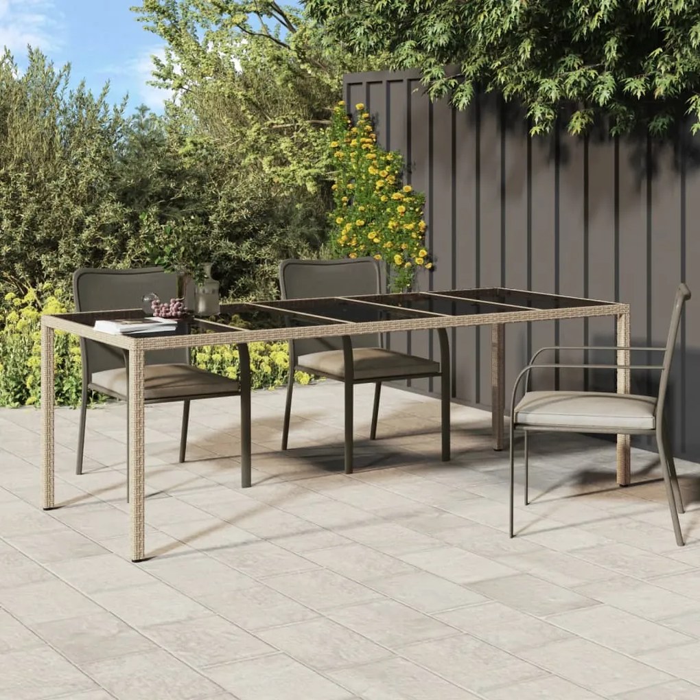 Zahradní stůl béžový 250 x 100 x 75 cm tvrzené sklo a polyratan 316728