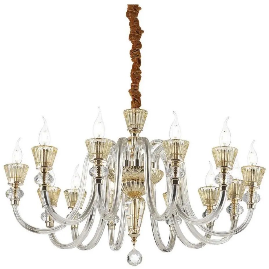 Ideal Lux - Křišťálový lustr na řetězu STRAUSS 12xE14/40W/230V pr. 84,5 cm mosaz