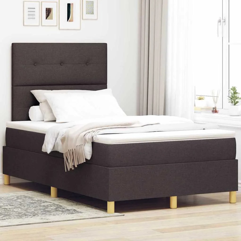 Postel s boxspringem s čelo Tmavě hnědá 120 x 200 cm textil 3339612