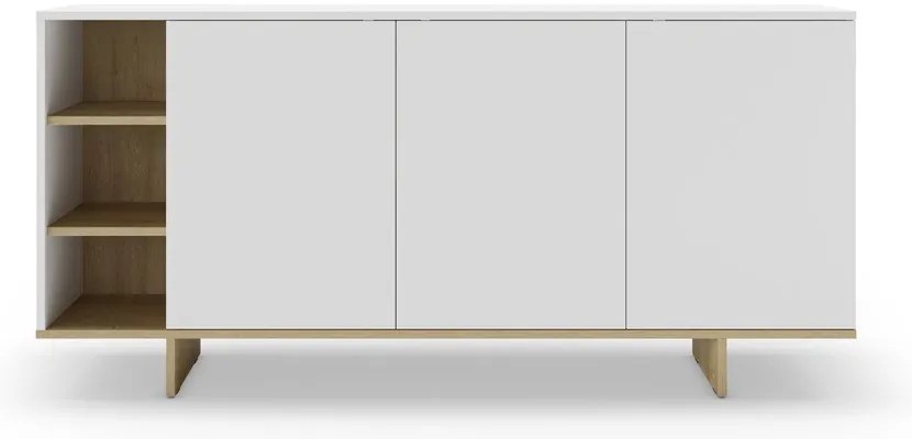 Bílá nízká komoda v dekoru dubu 170x80 cm Cequoia – Marckeric