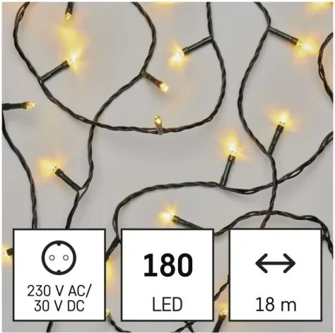 Vánoční osvětlení EMOS D4AW04 ZY1704T 180LED řetěz 18m teplá bílá s časovačem