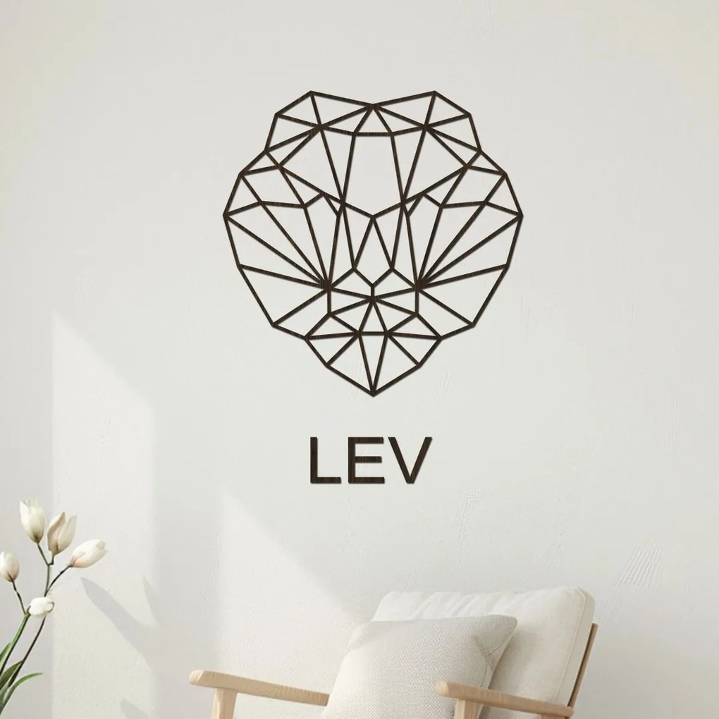 dřevo života Dřevěná samolepka na zeď znamení LEV Zvolte rozměr (cm): 60x83, Zvolte barvu dekoru: Černá