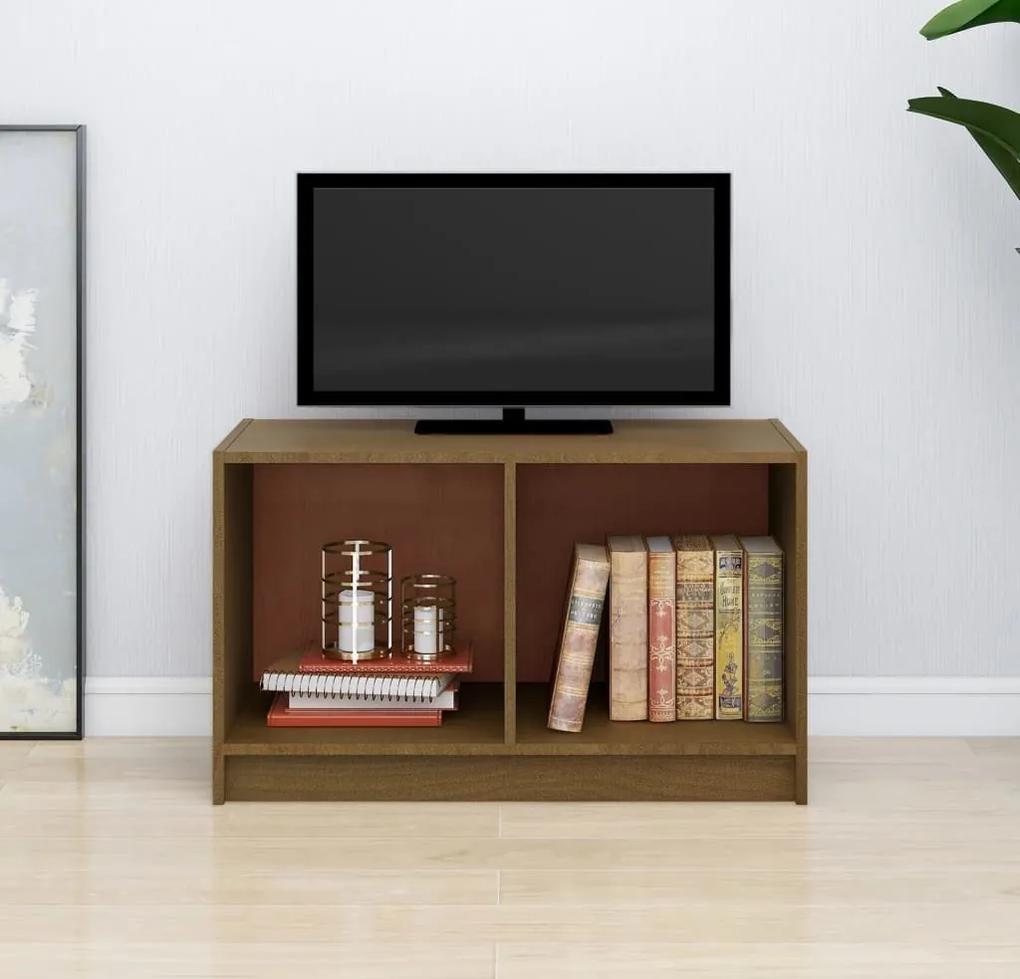 vidaXL TV stolek 70 x 33 x 42 cm masivní borové dřevo [809946] Barva: Bílá