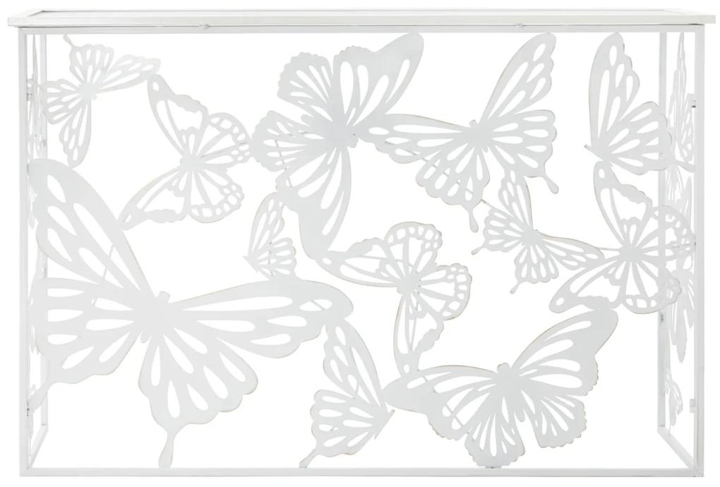 Bílý konzolový stolek Mauro Ferretti Butterfly, 121,5x41x81 cm