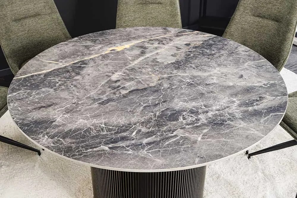 Kulatý jídelní stůl Parthenia 120 cm vzor šedý mramor