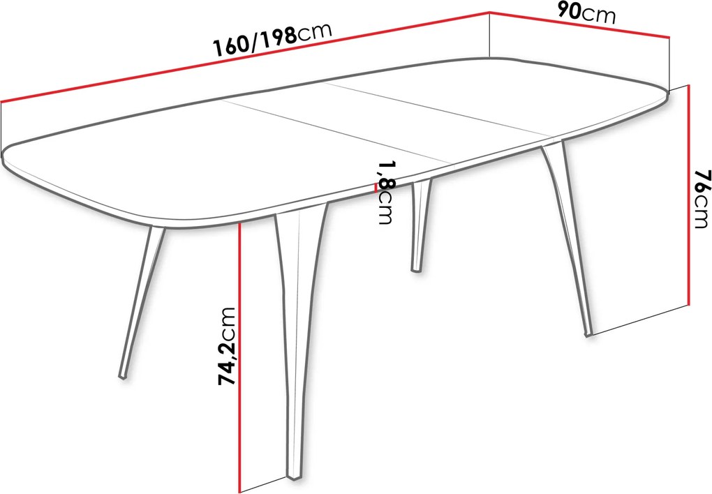 VÝPRODEJ - Jídelní rozkládací stůl STIWI - černý