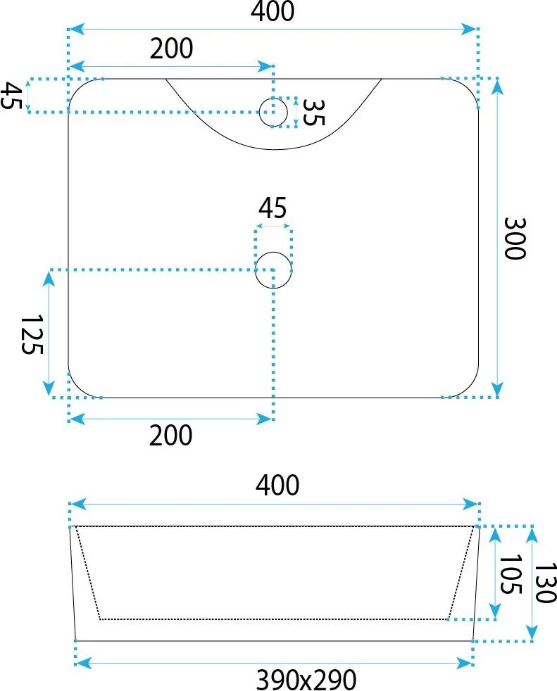 Rea Kelly Mini, umyvadlo na desku 410x310x130 mm, imitace kamene-Aiax Shiny, REA-U6504