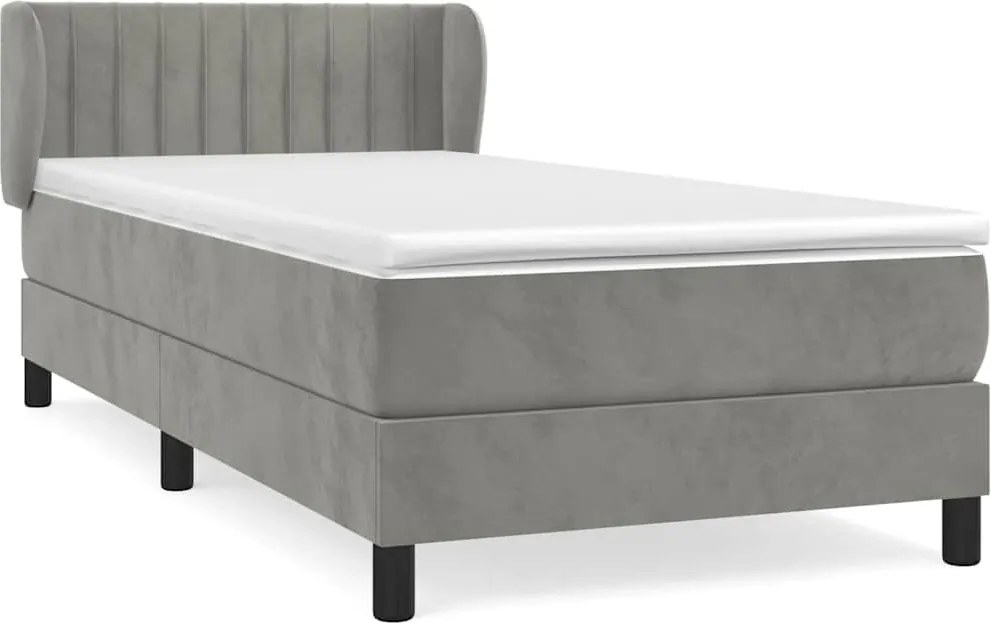 Box spring postel s matrací světle šedá 100x200 cm samet 3127595