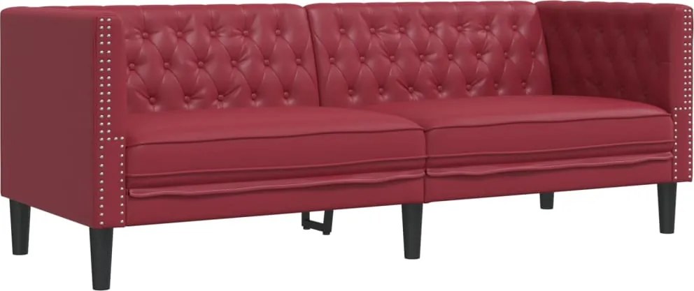 2dílná sedací souprava Chesterfield vínová umělá kůže 3209278