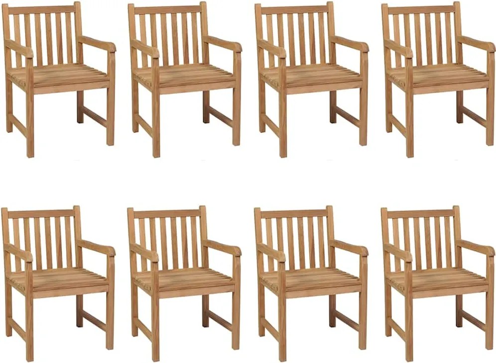 Zahradní židle 8 ks světle modré podušky masivní teak 3073077