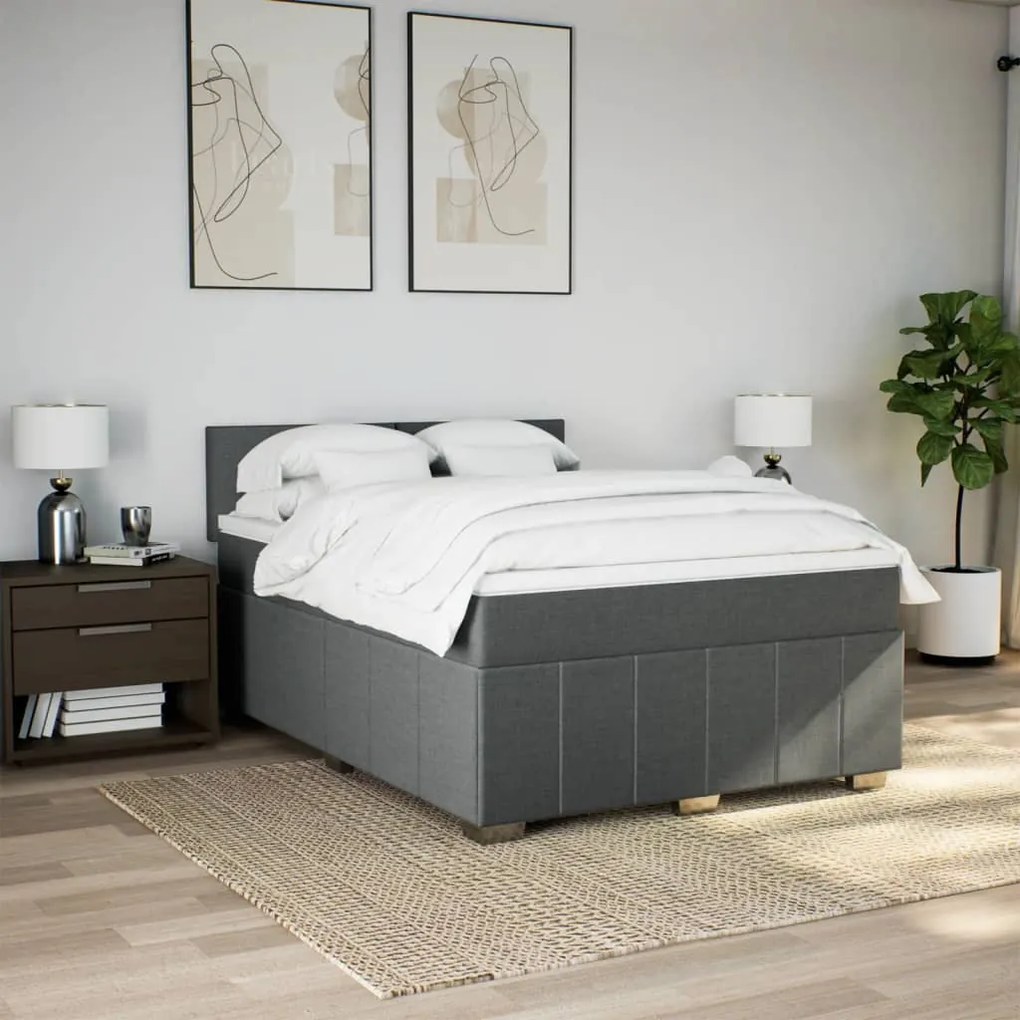 Box spring postel s matrací tmavě šedý 140 x 190 cm textil 3289357