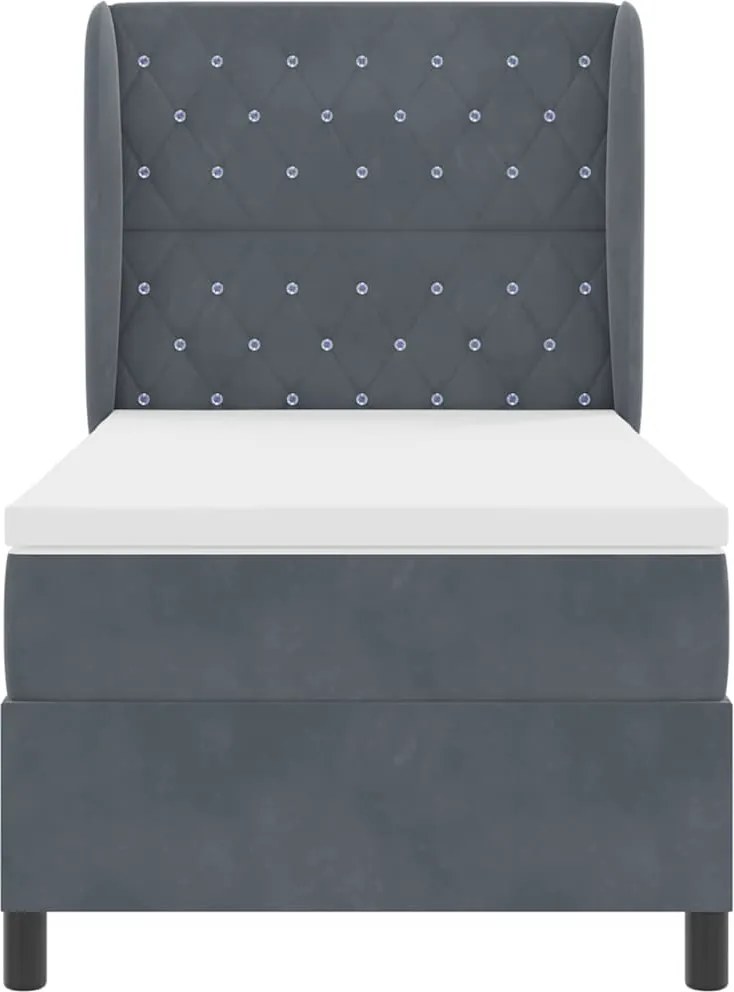 Postel s boxspringem s čelo Tmavě šedá 200 x 90 cm samet 3340857