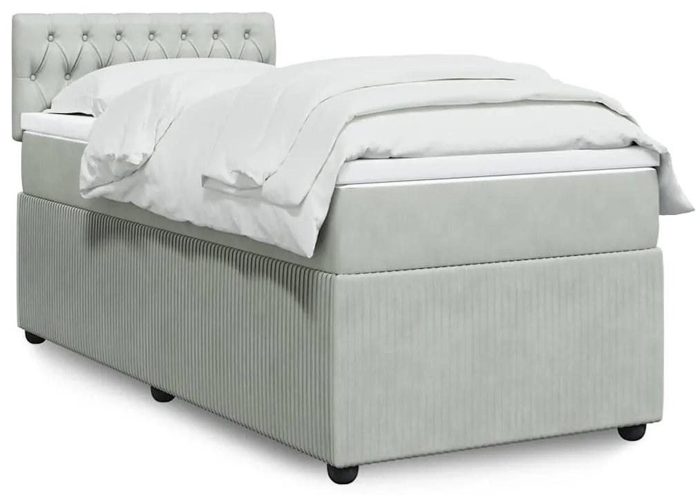Box spring postel s matrací světle šedá 90x200 cm samet 3289944