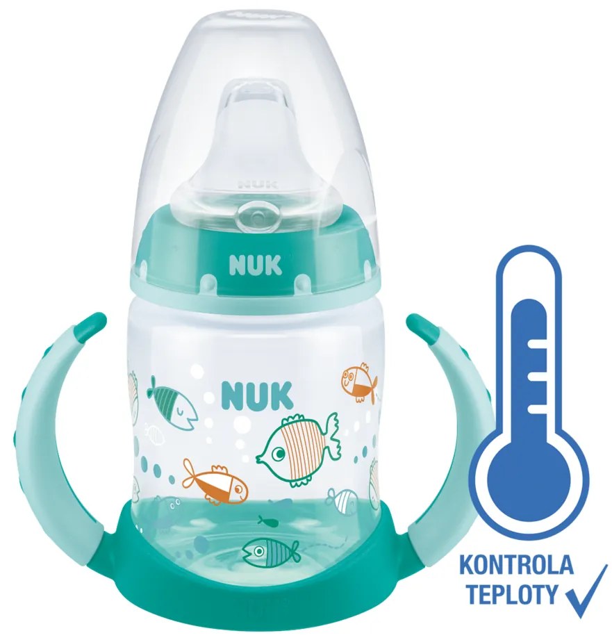 NUK First choice lahvička na učení s kontrolou teploty Zelená