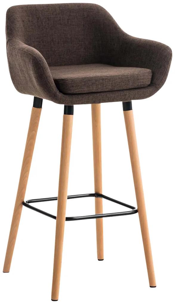 Barová židle Grant ~ látka, dřevěné nohy natura - Hnědá