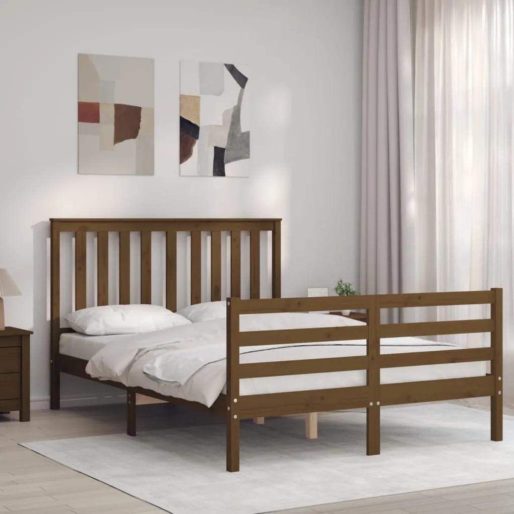 vidaXL Rám postele s čelem medově hnědý 140 x 200 cm masivní dřevo