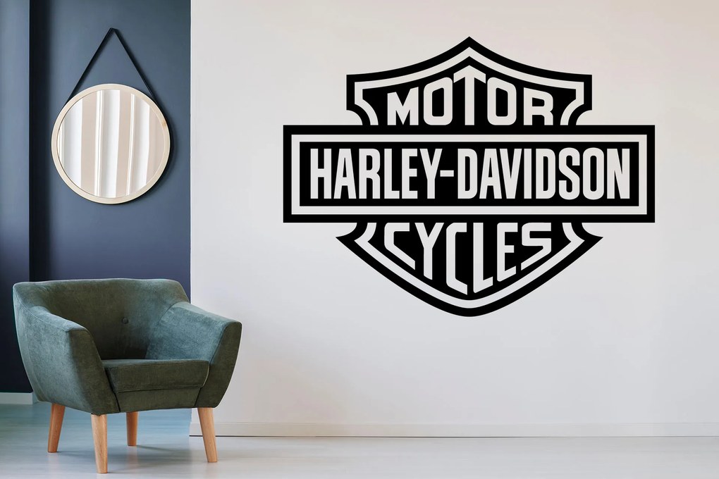 Lepy.cz Samolepka na zeď Harley-Davidson Velikost (šířka x výška): 85x64cm, Barevná varianta: Bílá