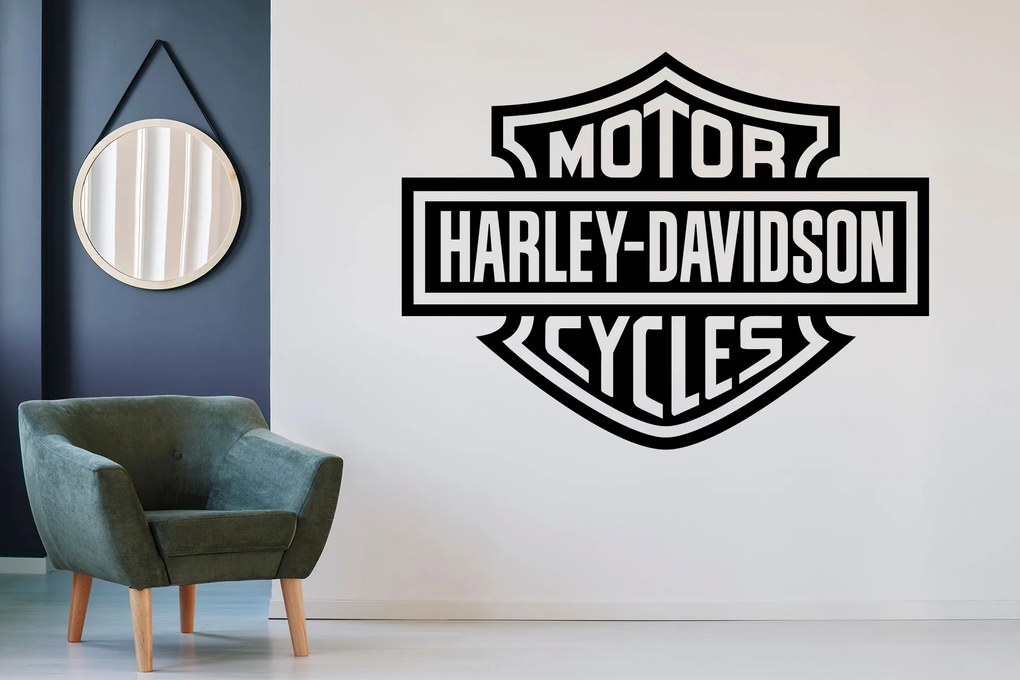 Lepy.cz Samolepka na zeď Harley-Davidson Velikost (šířka x výška): 85x64cm, Barevná varianta: Krémová