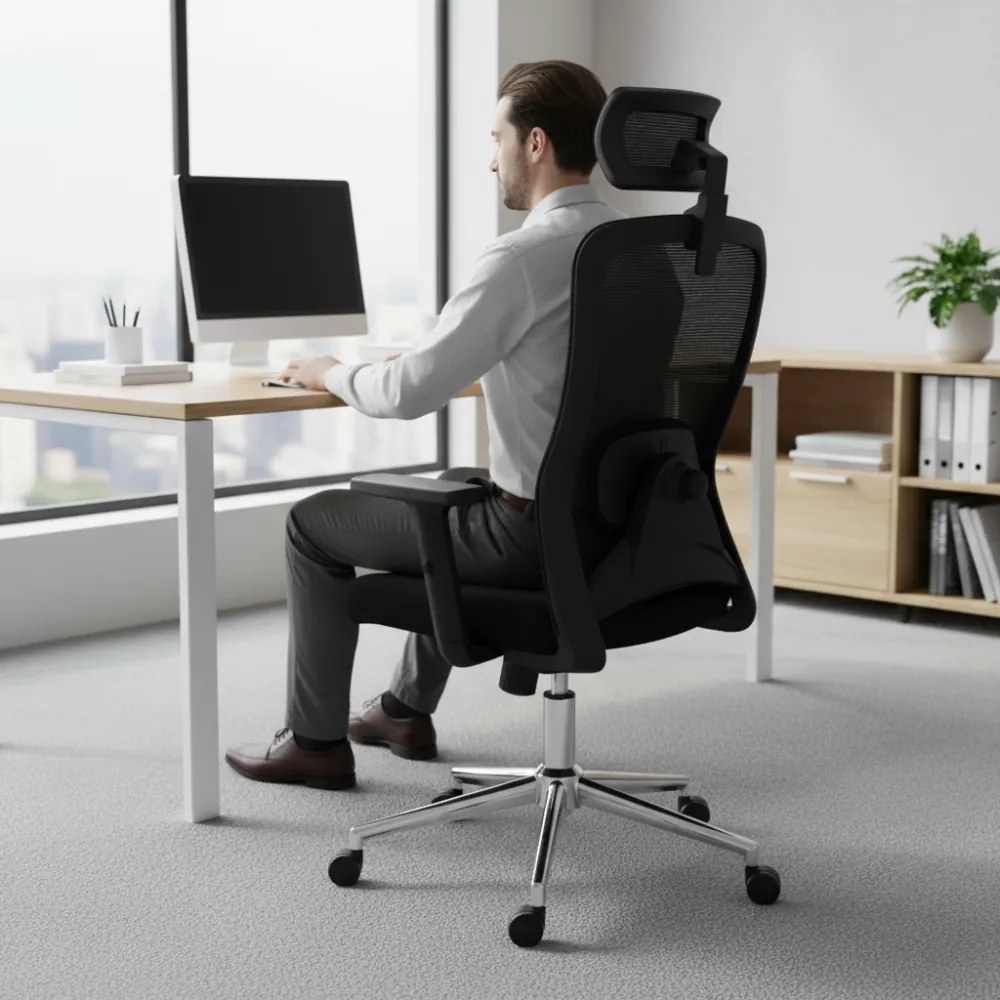 Kancelářská ergonomická židle Neoseat ZENA — síť / látka, černá, nosnost 150 kg