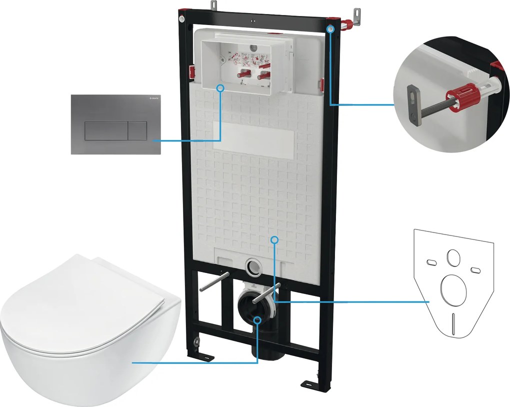 Deante WC set Peonia 6v1, podomítkový systém + toaleta -