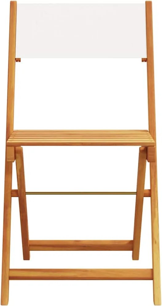 3dílný bistro set krémově bílý textil a masivní dřevo 3281760