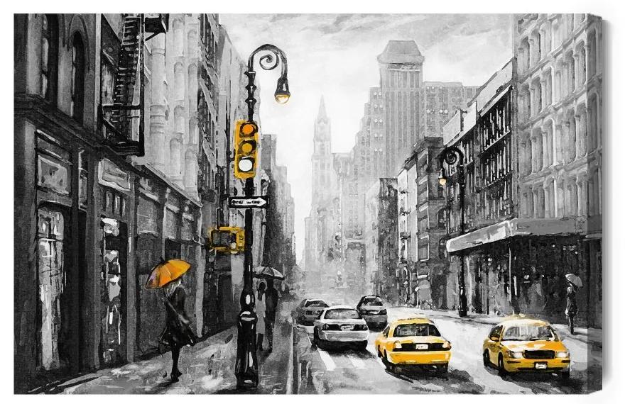 Obraz Pohled Na Painterd New York Street Nedostatek Nedostatek Přírodní plátno 90x60
