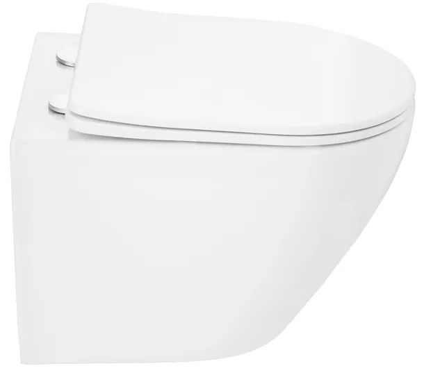Gamma Mut-303, závěsná WC mísa Tornado/Rimless 490x360x345 mm + SLIM toaletní sedátko, bílá lesklá, GMA-MUT-303