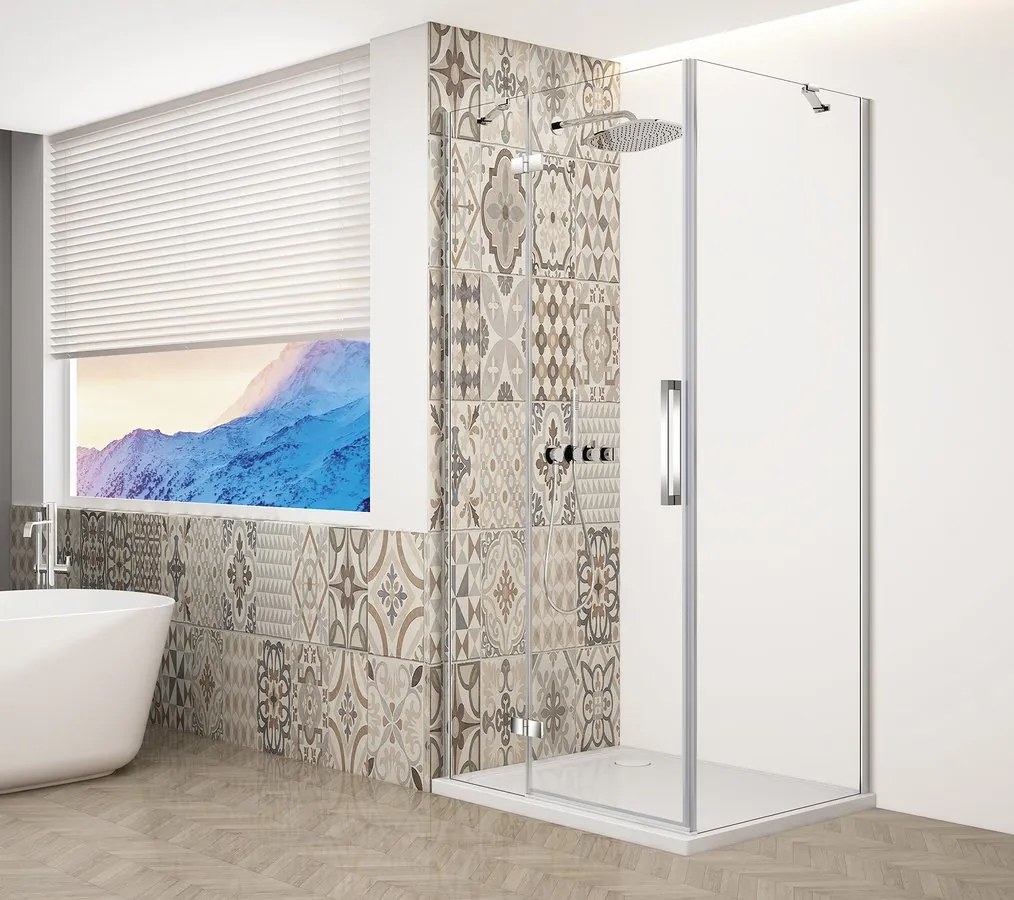 Gelco Trinity Chrom čtvercový sprchový kout 80 x 80 x 200 cm otevírací levá aluchrom sklo čiré GT5680-80CL-CH