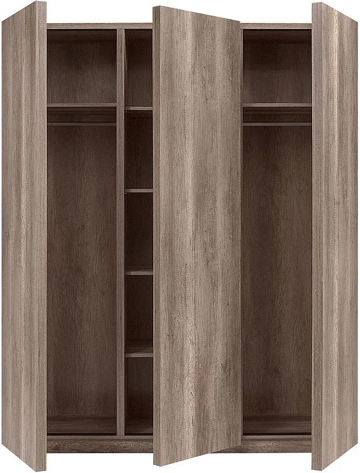 Třídveřová šatní skříň Woody 2, LTD, dub monument, 171x211x61 cm