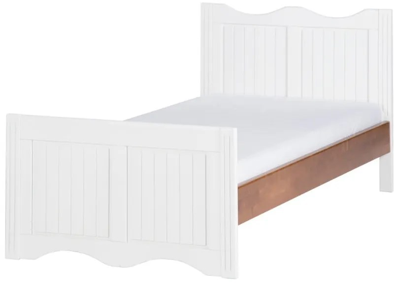 Bílá postel s detaily v březovém dekoru Szynaka Meble Princessa, 120 cm
