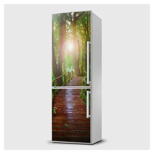 E-shop24, Pi5SL818, Rozměr 65x120 cm, Fototapeta samolepící na lednice - Most v lese