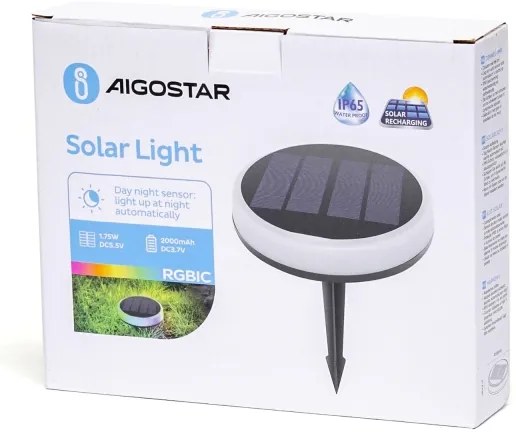 Aigostar - LED RGBIC Solární svítidlo LED/0,6W/3,7V IP65