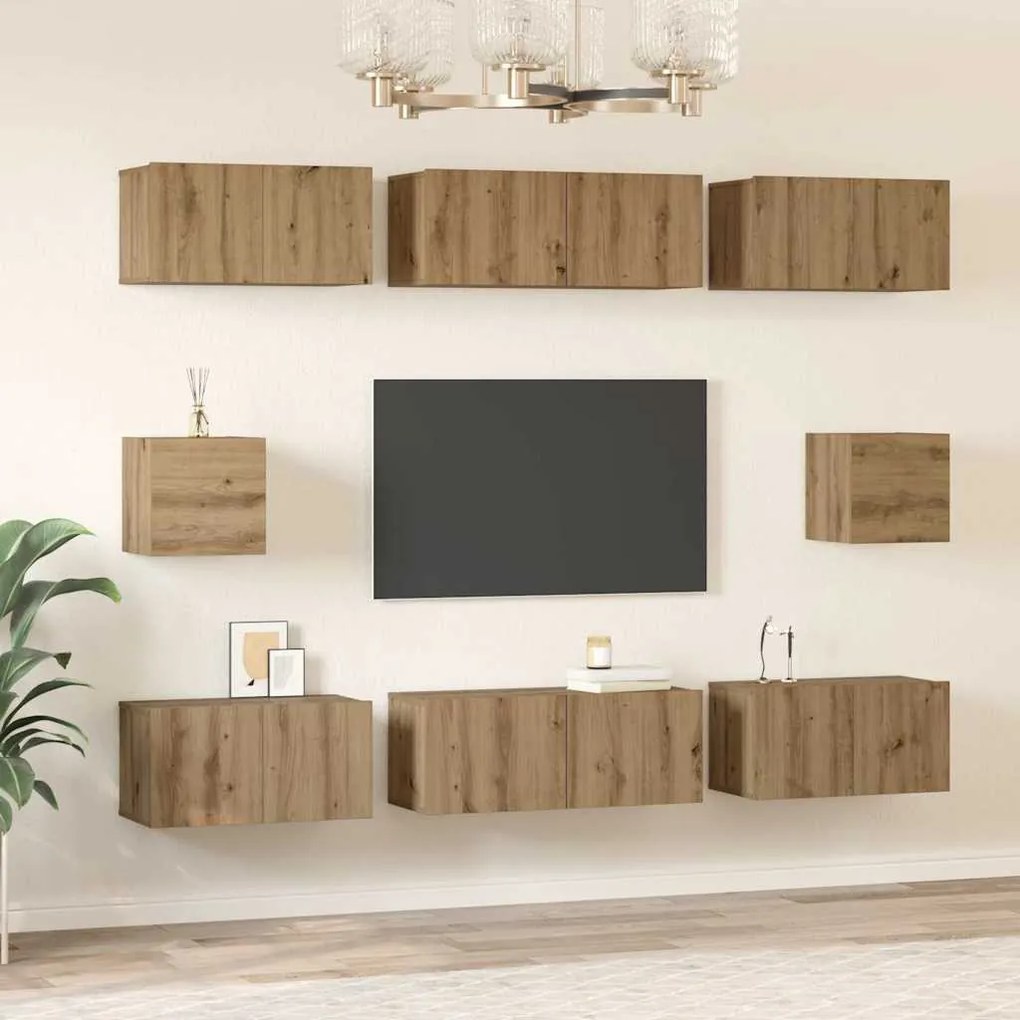 Sestava TV skříněk 8 ks Artisanový dub Kompozitní dřevo 3393167