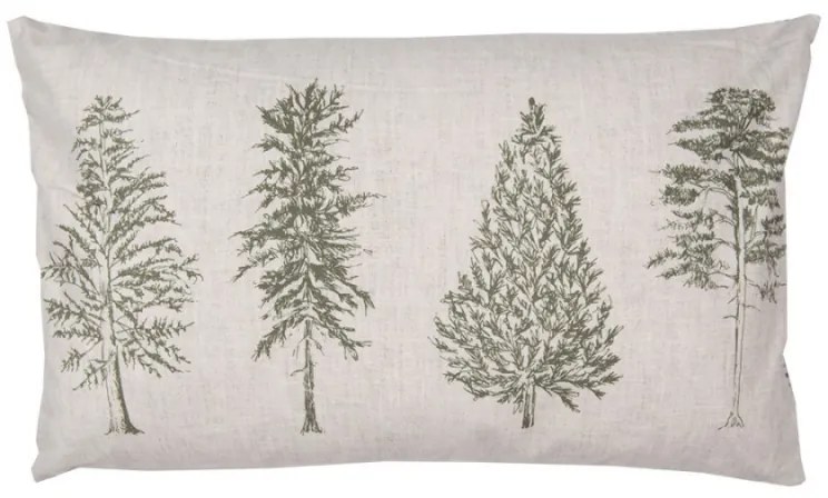 Béžový povlak na polštář se vzorem jehličnatých stromů Natural Pine Trees horizontální – 30x50 cm