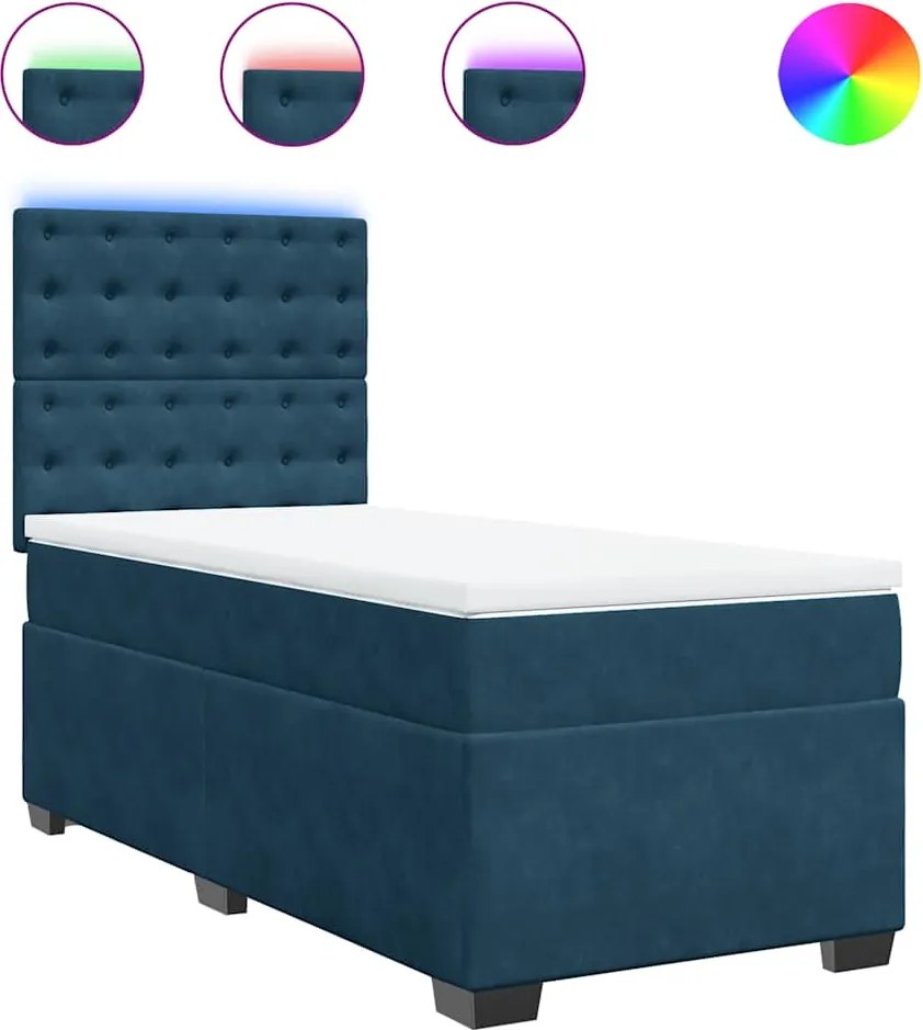 Box spring postel s matrací modrá 80 x 200 cm samet 3293078