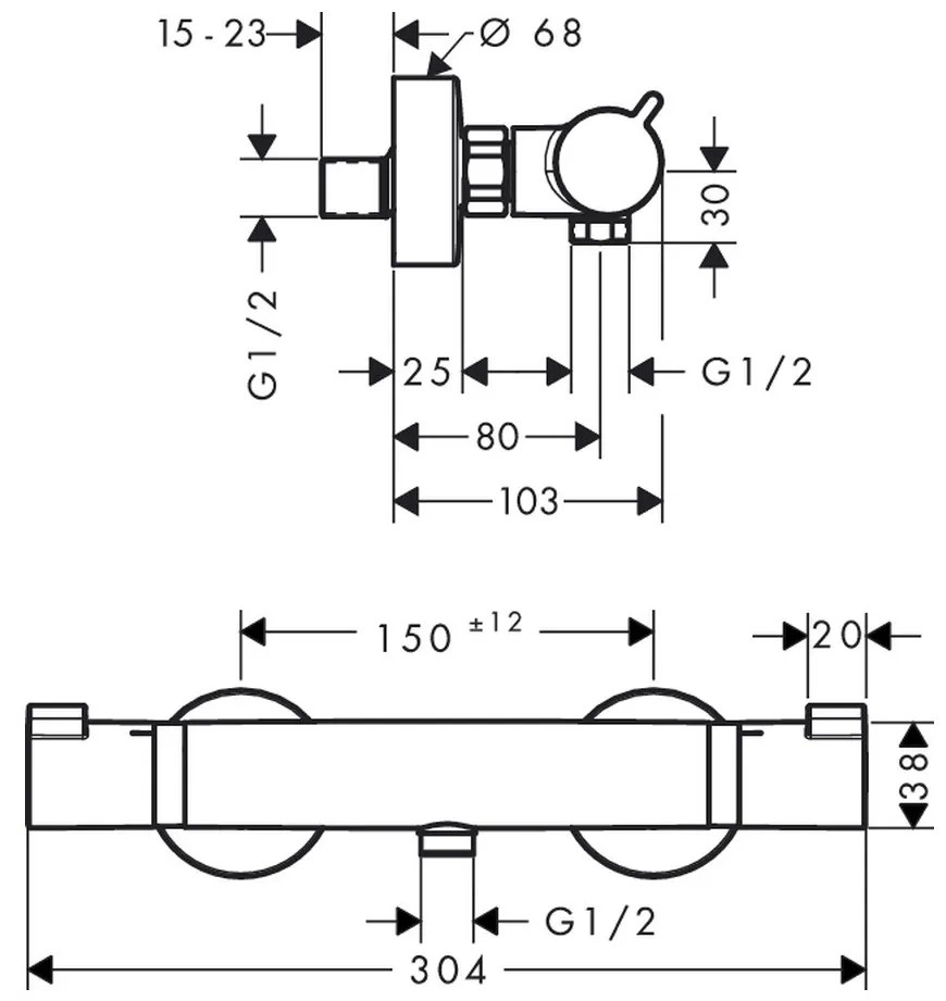 Hansgrohe Ecostat Comfort, termostatická sprchová baterie, chromová, 13116000