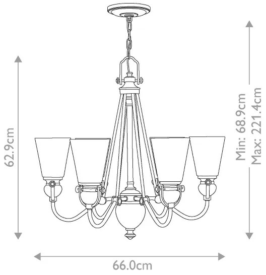 Hinkley HK-MAYFLOWER6 - Lustr na řetězu MAYFLOWER 6xE27/60W/230V