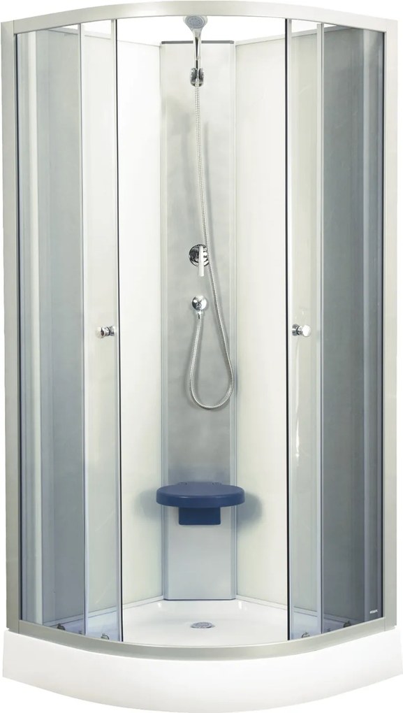 Novoterm Sprchový box čtvrtkruhový NV-Evora 80 W, 80x80 bílý