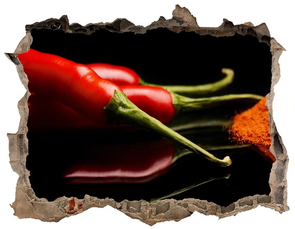 Wallmuralia Nálepka 3D díra Chilli a pepř 95x64 cm