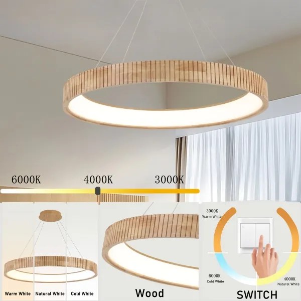 Brilagi - LED Lustr na lanku FALCON WOOD MODERN LED/60W/230V pr. 80 cm dřevo