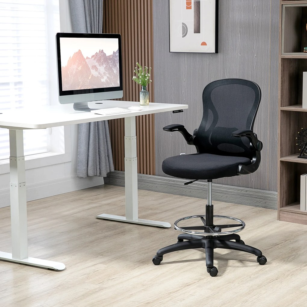 Kancelářská židle Vinsetto s nastavitelnou výškou a podnožkou do 120 kg černá ergonomická židle pro pohodlnou práci