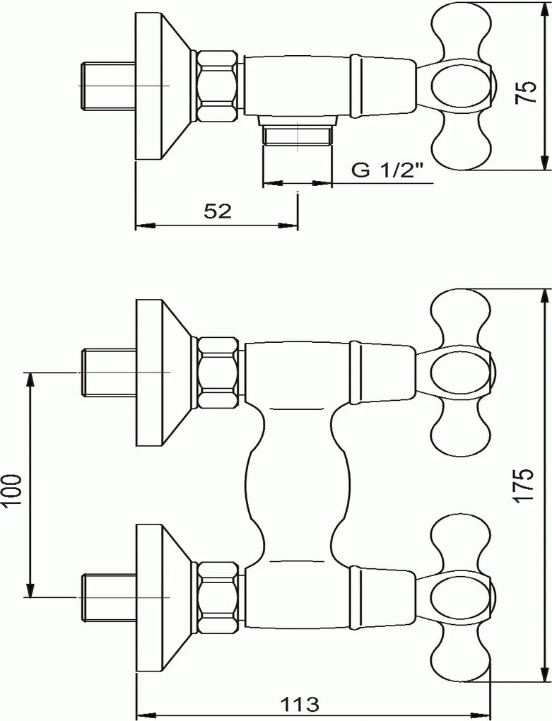 Novaservis Retro II Sprchová baterie bez příslušenství 100 mm, chrom, 99164/1,0