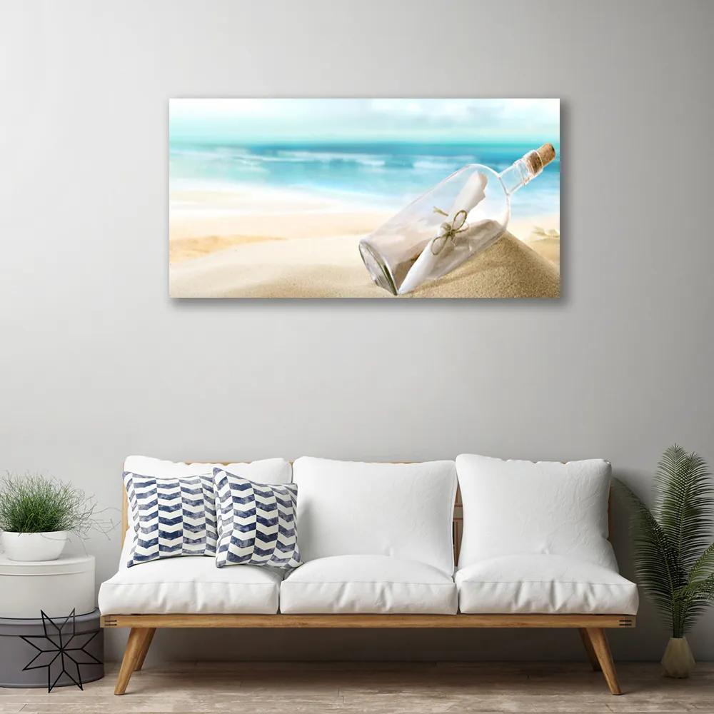 Obraz na plátně Pláž Láhev Dopis Umění 125x50 cm