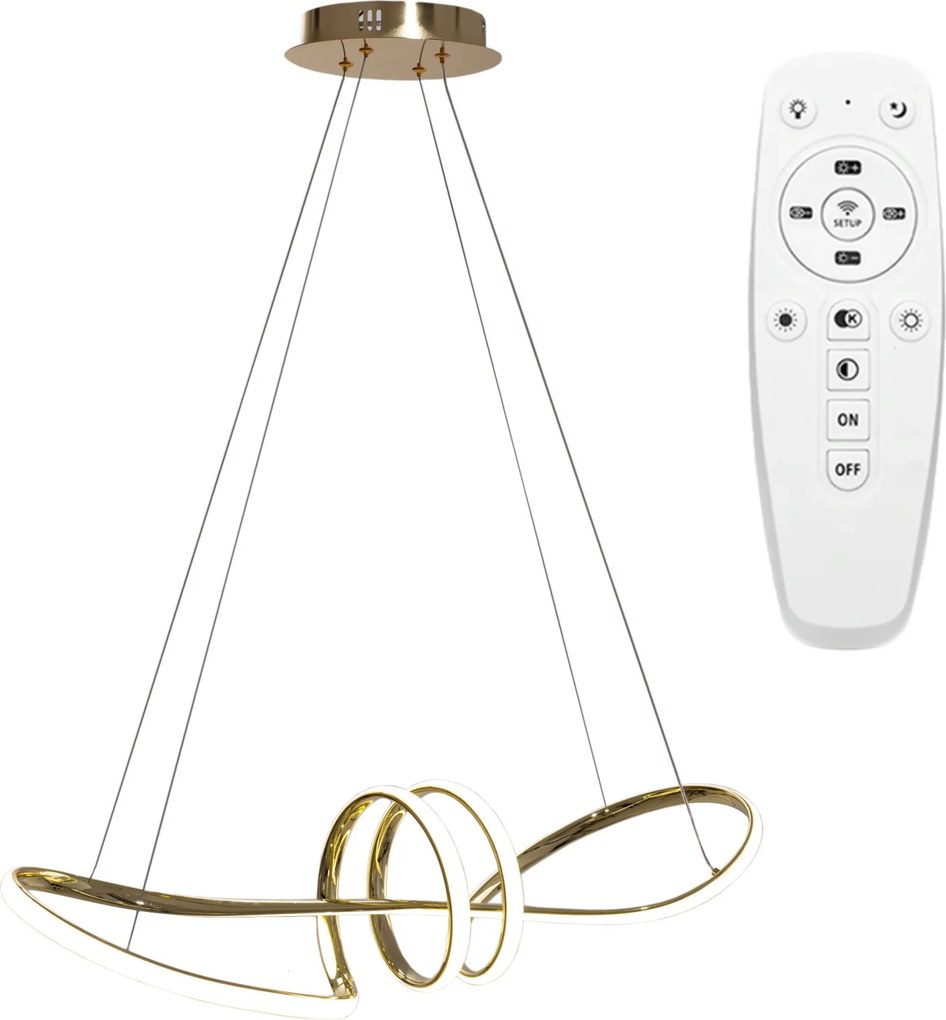 Toolight - LED závěsné svítidlo APP824-CP + dálkové ovládání, zlatá, OSW-06662