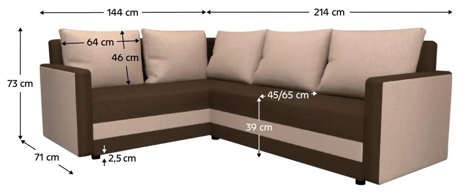 Rozkládací sedací souprava DINA L Tempo Kondela