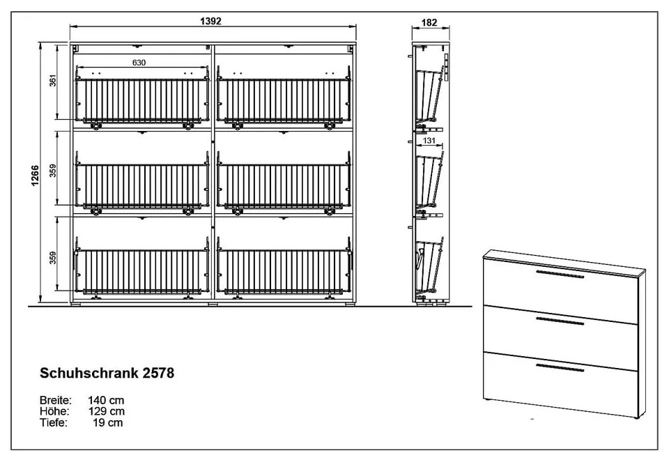 Šedobéžový výklopný botník Utah - Germania