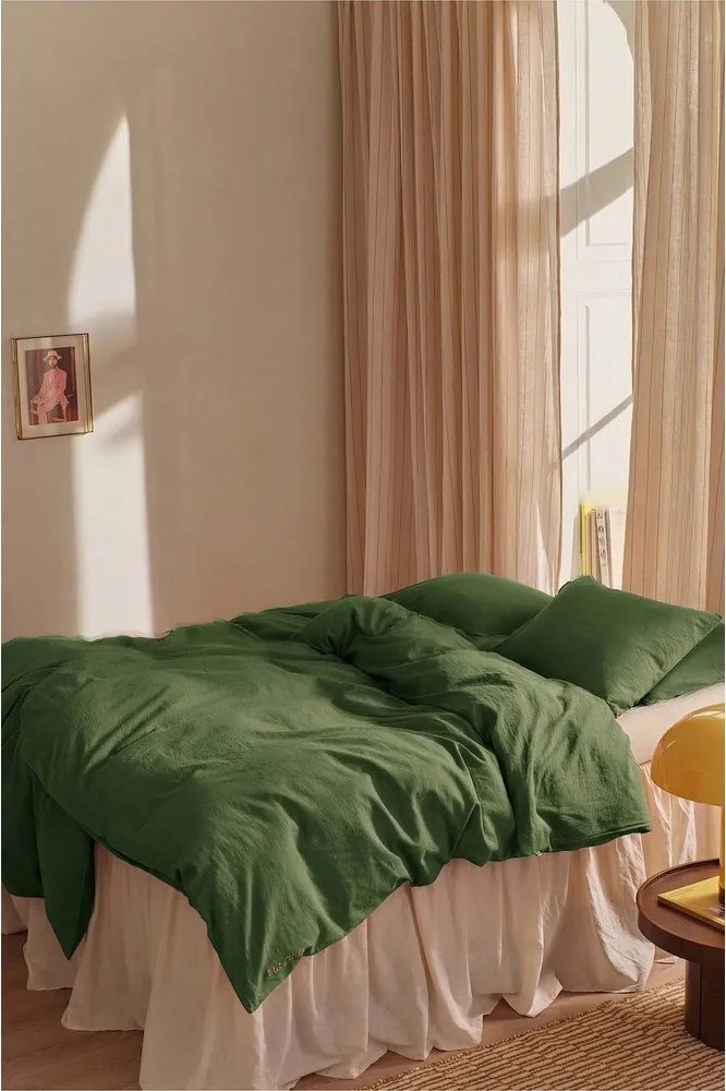 Zelené povlečení na jednolůžko s příměsí lnu 150x200 cm Elly – Ellos Home