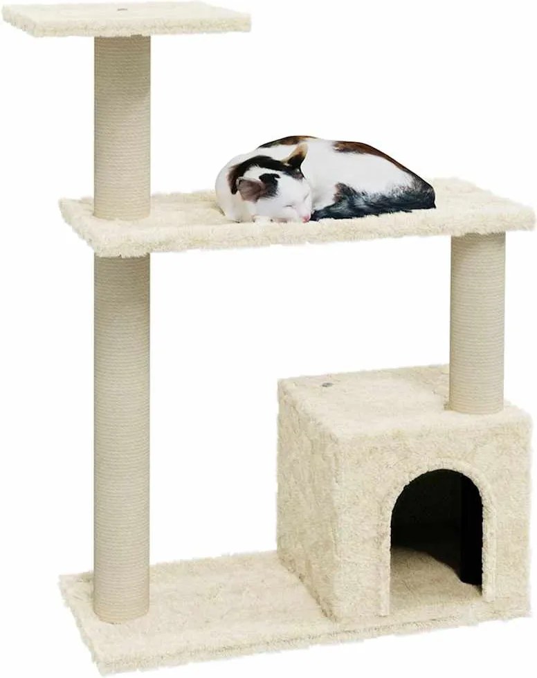 Škrabadlo pro kočky se sisalovými sloupky krémové 70 cm 171433