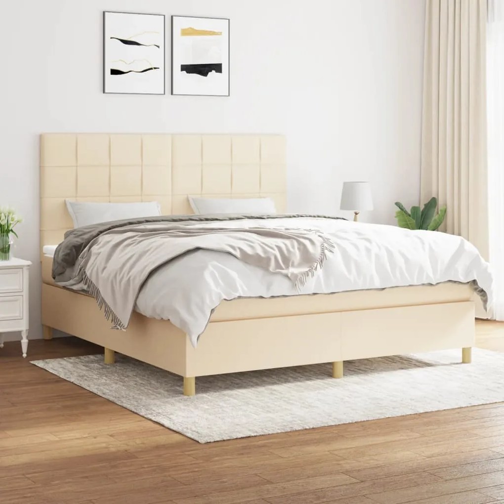 Box spring postel s matrací krémová 180x200 cm textil 3142358