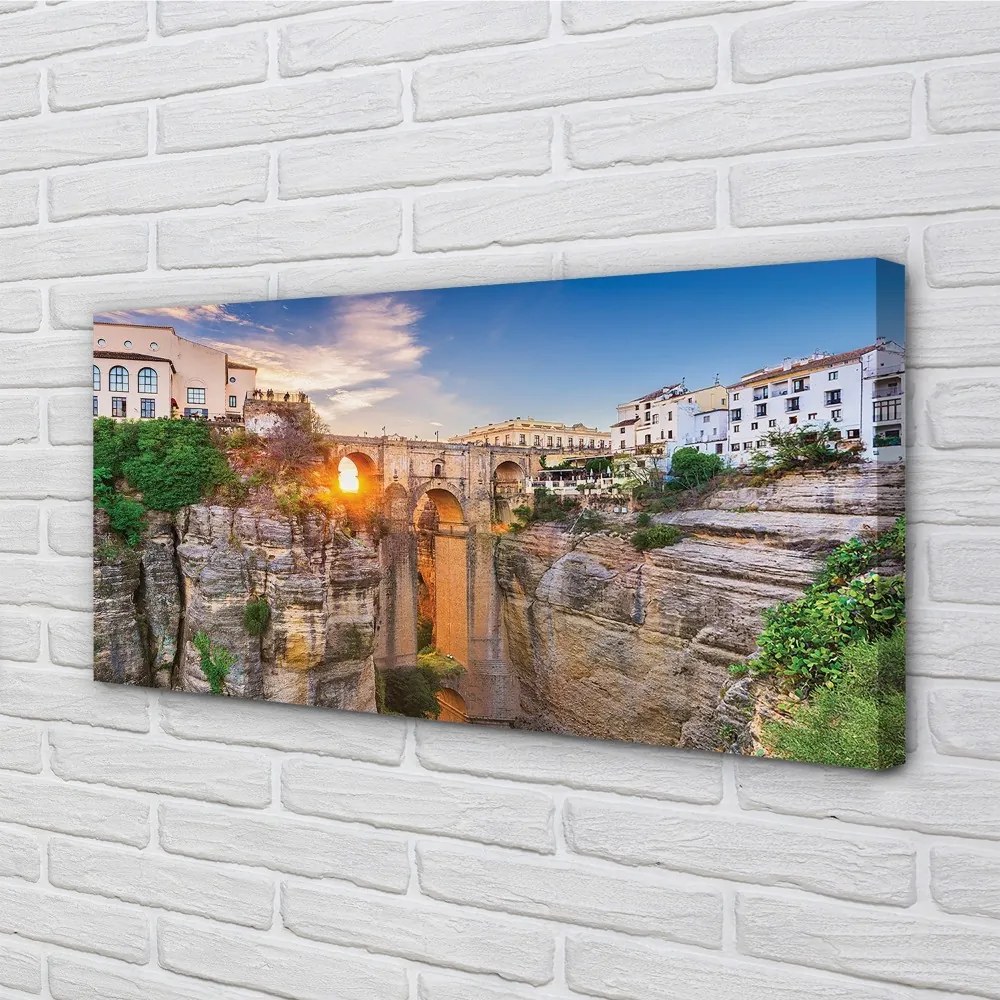 Obrazy na plátně Španělsko Bridge sunset 120x60 cm